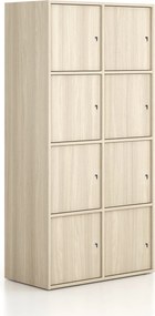 Kancelářská skříň FRAME, 8x dveře, 872 x 450 x 1735 mm, cylindrický zámek, dub přírodní