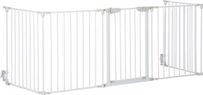 Skládací psí bariéra PawHut 300x74,5 cm s automatickým uzamykacím systémem pro schody a chodby - Bílá | Aosom