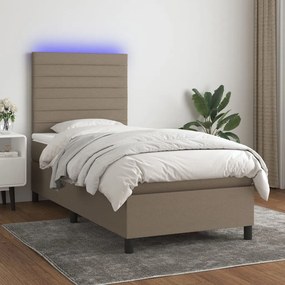 Box spring postel s matrací a LED taupe 100x200 cm textil