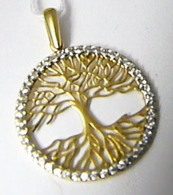 Klenoty Budín Zlatý přívěsek ve žlutém zlatě posetý zirkony - strom života 585/1,83gr HK3013