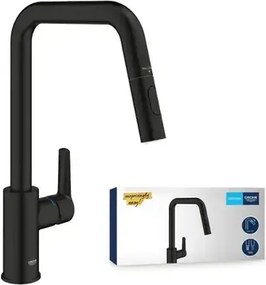 Grohe QuickFix Start - Dřezová baterie s výsuvnou sprškou matná černá