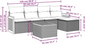 6dílná zahradní sedací souprava s poduškami šedá polyratan 3260009