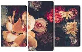 Vícedílný obraz Vícebarevné Květiny Ve Stylu Vintage Nedostatek Nedostatek Přírodní plátno 120x80