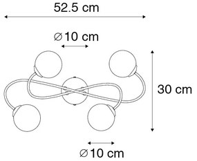 Moderní stropní svítidlo zlaté 4-světlo s kouřovým sklem - Atény