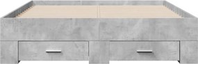 Rám postele se zásuvkami betonově šedý 140 x 190 cm kompozit 3280401