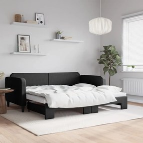 Válenda s přistýlkou černá 90 x 190 cm textil 3196828