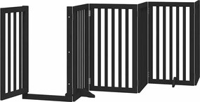 Zábrana pro psy s dvířky skládací 12 panelů černá 600 cm topol 3155657