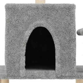 Škrabadlo pro kočky se sisalovými sloupky světle šedé 122 cm 172089