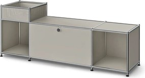 Tchibo - Nízká kovová skříňka »Cn3« s výklopnými dvířky, světle šedá