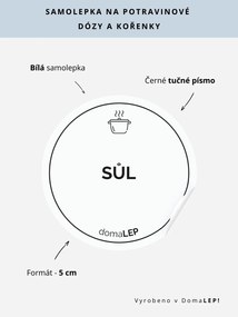 SŮL – bílá samolepka na dózu, tučné písmo, 5 cm | DomaLEP