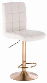 LuxuryForm DESIGN Barová židle TOLEDO na zlaté kulaté podstavě - bílá