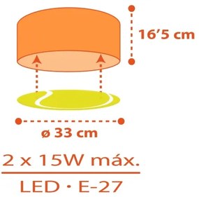 Dalber 41756 - Dětské stropní svítidlo TENNIS 2xE27/15W/230V