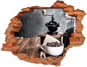 Wallmuralia Díra 3D foto tapeta nálepka Mlýnek na kávu 90x70 cm