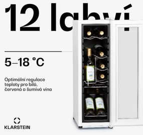 Klarstein Shiraz 12 Slim, vinotéka, 32 l/12 lahví, dotykové ovládání, 85 W, 5-18 °C