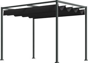 Outsunny Pergola cca 3x2m Zahradní Pavilon s Nastavitelnou Střechou, UV Ochrana, Sluneční Ochrana pro Terasu a Zahradu, Černá+Šedá | Aosom