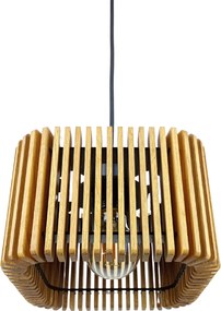 Moderní závěsná lamelová dubová lampa Lk1X20 – přírodní loft Handmade