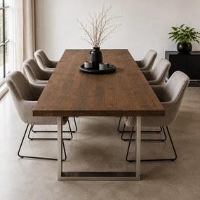 Vystavený jídelní stůl ORLEAN 220 × 90 cm – dub olej tmavý
