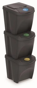 Prosperplast Sada 3 odpadkových košů SORTIBOX III 3x25 litrů Barva: Antracit, kód produktu: , objem (l): 3x25