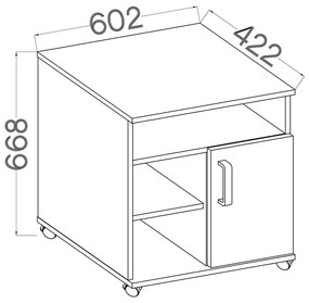 MELTA | komoda na kolečkách AR230 | 60,2 cm | UNI provedení | artisan