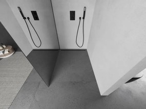 Mexen Kioto, sprchová zástěna Walk-In 140 x 200 cm, 8mm sklo vzor zrcadlo, grafitový profil, 800-140-101-66-50