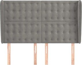 Čelo postele typu ušák světle šedé 147x23x118/128 cm samet 3118438