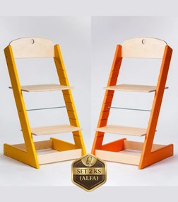 Lucas Wood Style - rostoucí židle ALFA III zvýhodněný set 2 ks - žlutá + oranžová