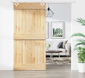 vidaXL Posuvné dveře s kováním 100 x 210 cm masivní borové dřevo [3203184]