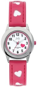 Dětské růžové hodinky JVD basic J7125.3 s růžovými srdíčky