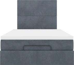 Osmanský rám postele s matracemi tmavě šedá 120x200cm samet 3313392