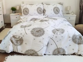 Písecké lůžkoviny Krepové povlečení Pampelišky bílo béžové S 200x240 Zapínání: knoflík, Velikost polštáře: 70x90