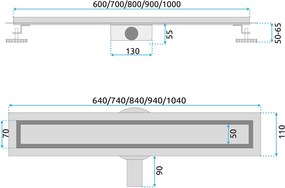 Rea Neox Pro, sprchový odtokový žlab 80cm s otočným sifonem o 360stupňů, měděná matná, REA-G4802