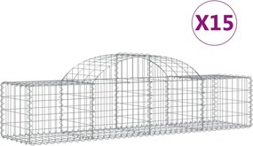 Klenuté gabionové koše 15 ks 200x50x40/60 cm pozinkované železo 3146270
