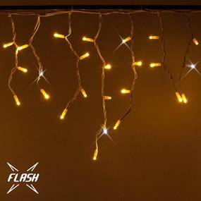 Easy Fix venkovní LED rampouchy, světelné, 300 × 50 cm, teple bílá s FLASH, 114 diod, bílý kabel, IP67, prodlužovací