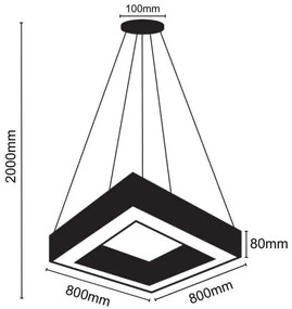 LED Lustr na lanku LED/55W/230V 4000K 80x80 cm
