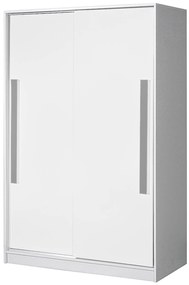 Šatní skříň s posuvnými dveřmi GULIVER 12 Domel 120/191/60 barva: bílý mat/růžový lesk/šedé úchyty
