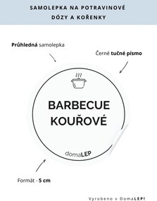 Samolepka na kořenky BARBECUE KOUŘOVÉ průhledná 5 cm tučné písmo