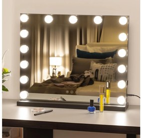 Brilagi - LED Stmívatelné make-up zrcadlo HOLLYWOOD LED/15W/230V 3000/4000/6500K FG-M6-WD02-BLK