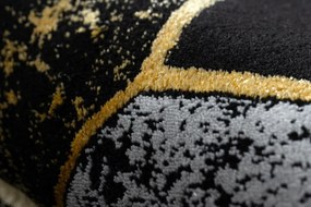 Dywany Łuszczów, Kusový koberec Gloss 400B 86 3D geometric black/gold, 140x190, černá, kancelář