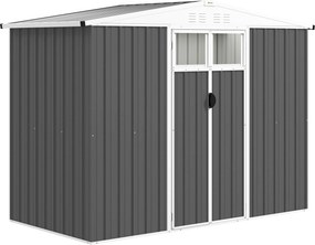 Kovová zahradní kůlna Outsunny 2,7 m² 246 x 117 x 180 cm Skladovací kůlna s oknem, 4 ventilačními otvory a zámkovými dveřmi, venkovní ocelová zahradní