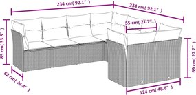 8dílná zahradní sedací souprava s poduškami černá polyratan 3250424