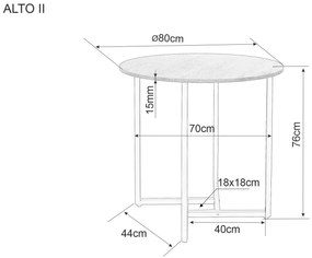 Kulatý jídelní stůl Alto 80 cm bílý mramor/černý