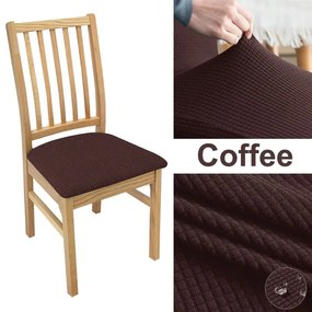 Žakárové vzorované potahy na sedátko jídelní židle (čtverečky) Barva: T1-coffee (kávová)