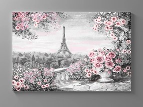 Liox Růžovošedý obraz Eiffelova věž Rozměr: 60 x 40 cm