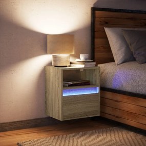 Nástěnný noční stolek s LED osvětlením dub sonoma 3307979