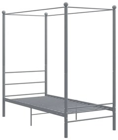 vidaXL Rám postele s nebesy šedý kovový 90 x 200 cm