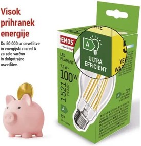 Emos lighting LED žárovka Filament A60 A CLASS / E27 / 7,2 W (100 W) / 1521 lm / teplá bílá 1525283279