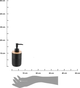 Dávkovač mýdla Eira, černá/s dřevěnými prvky, 260 ml