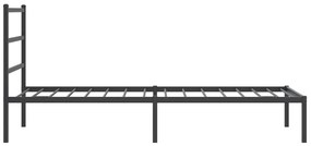 Kovový rám postele s čelem černý 100 x 200 cm - Default Title