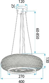 Toolight Natural, závěsné stropní svítidlo 40cm, 3xE27, APP1908-3CP, přírodní hnědá-černá, OSW-66056