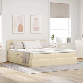 Postel s úložným prostorem Krémová 200 x 200 cm Umělá kůže 3370935